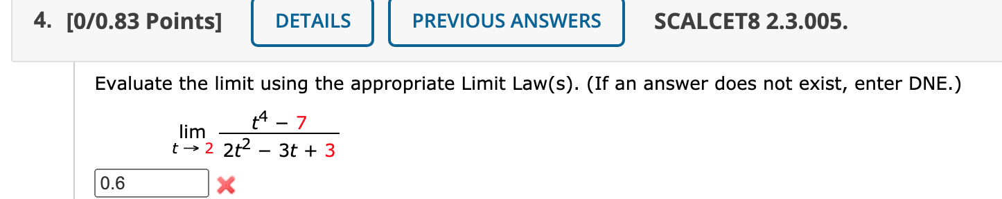 Solved 10. [0/0.83 Points] DETAILS PREVIOUS ANSWERS SCALCET8 | Chegg.com
