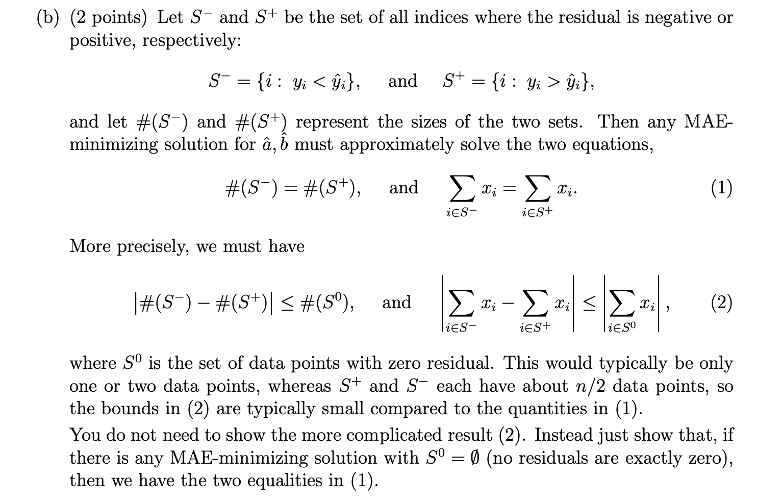 Estimating equations for L1 loss 4. (10 points) In | Chegg.com