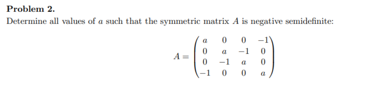 Solved Problem 2. Determine all values of a such that the | Chegg.com