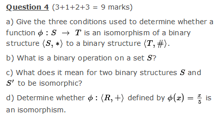 Solved Question 4 (3+1+2+3 = 9 marks) a) Give the three | Chegg.com