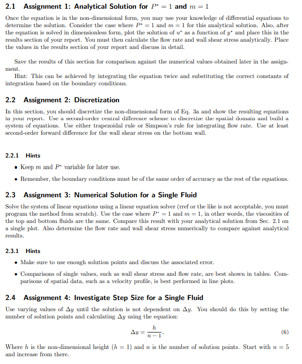 Steady State Numerical Solution of Flow Near a Wall | Chegg.com