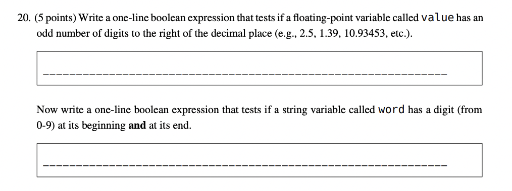 Solved (5 points) Write a one-line boolean expression that | Chegg.com