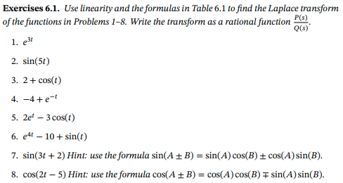Solved Exercises 6.1. Use linearity and the formulas in | Chegg.com