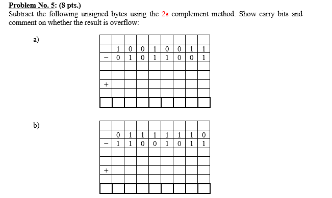 Solved Problem No. 5: (8 pts.) Subtract the following | Chegg.com Solved Problem No. 5: (8 pts.) Subtract the following | Chegg.com
