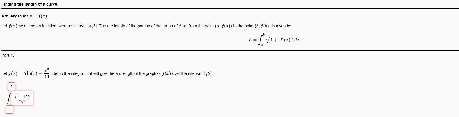 Solved Finding the length of a curve. Arc length for y = | Chegg.com