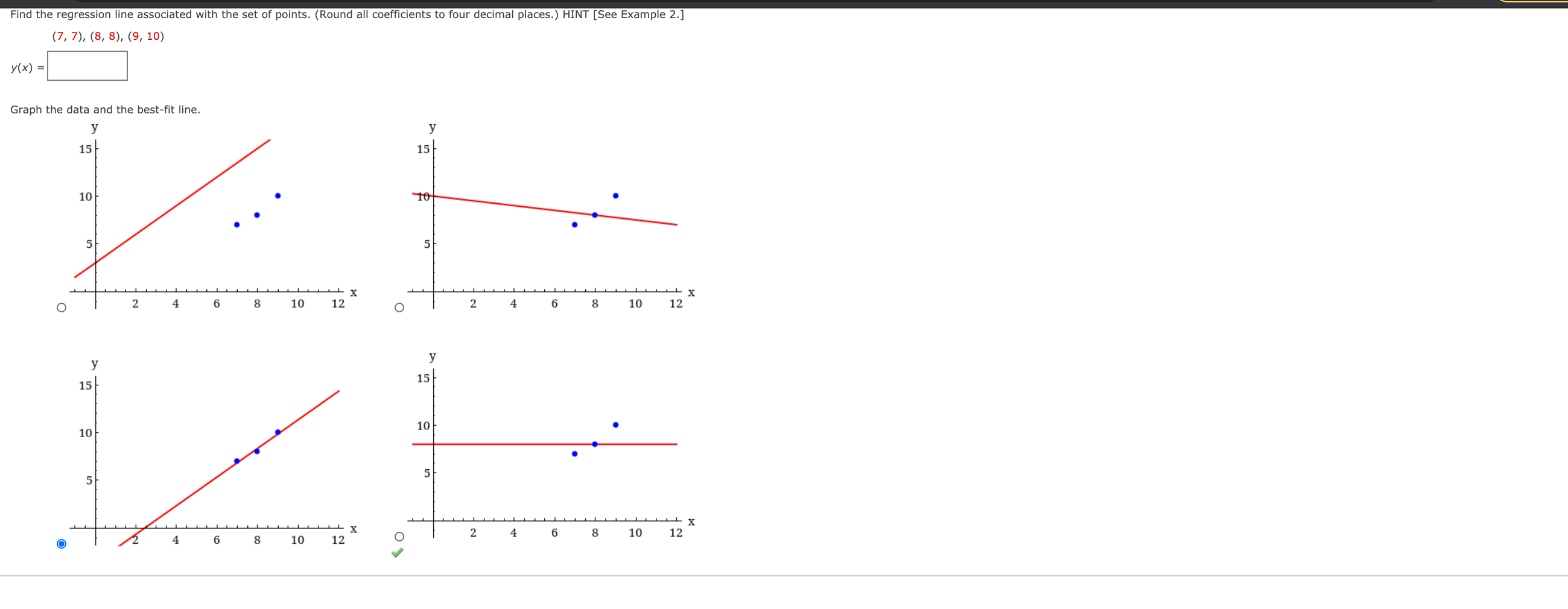 Solved Find the regression line associated with the set of | Chegg.com