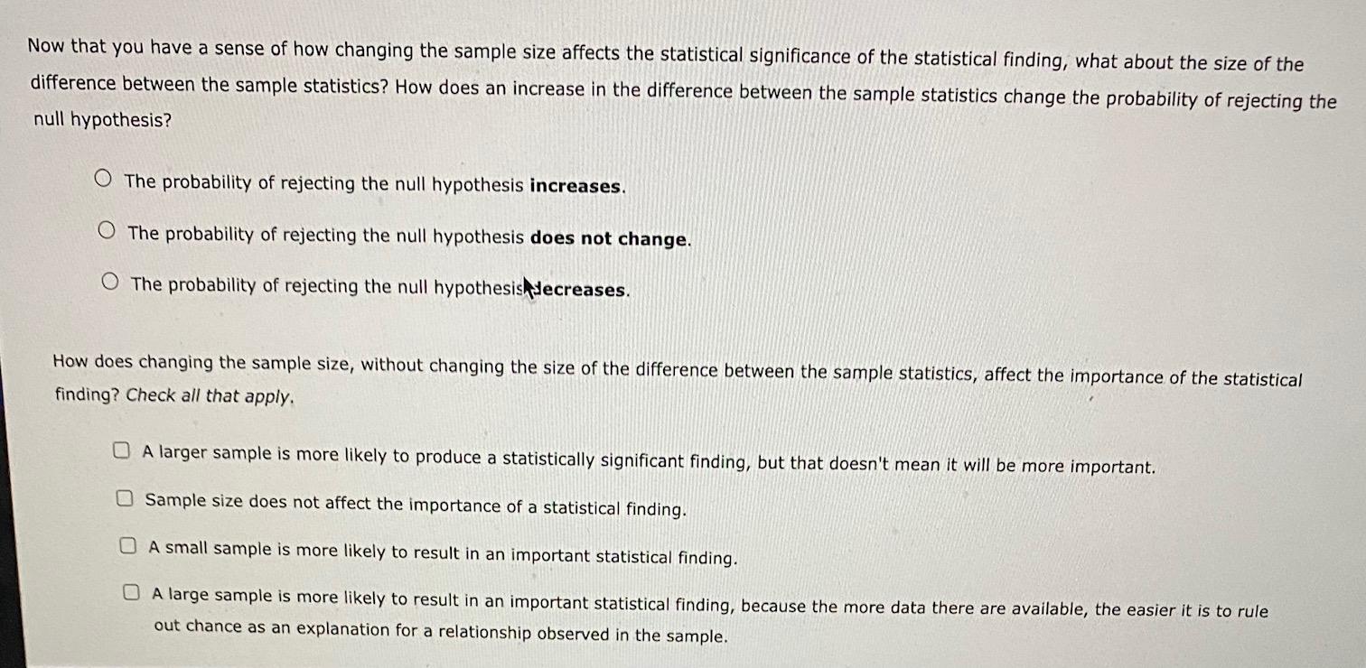Solved 4. Sample size, statistical significance, and | Chegg.com