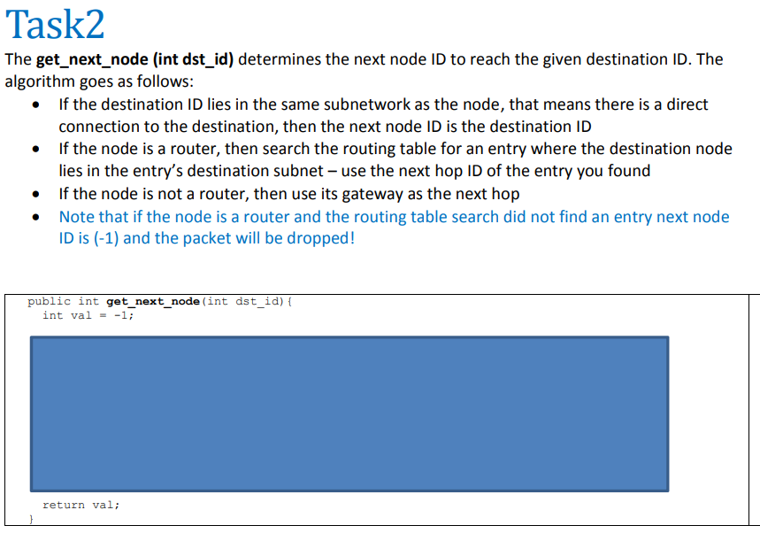 Solved Task2 The get_next_node (int dst_id) determines the | Chegg.com