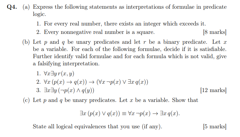 Solved Q4. (a) ﻿Express the following statements as | Chegg.com
