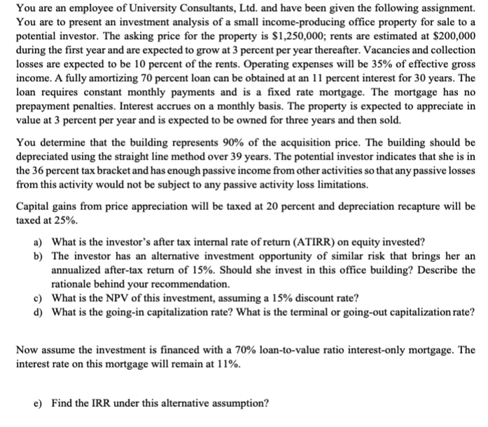 You are an employee of University Consultants, Ltd. | Chegg.com