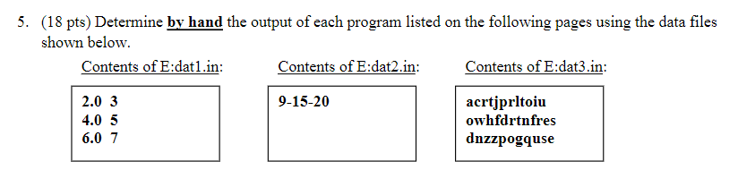 Solved 5. (18 pts) Determine by hand the output of each | Chegg.com