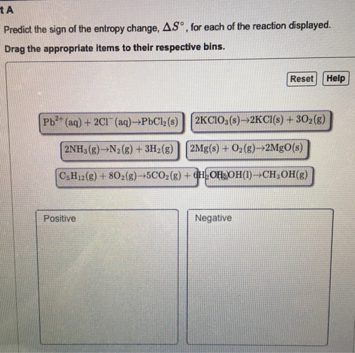 Solved Predict the sign of the entropy change, Delta S | Chegg.com