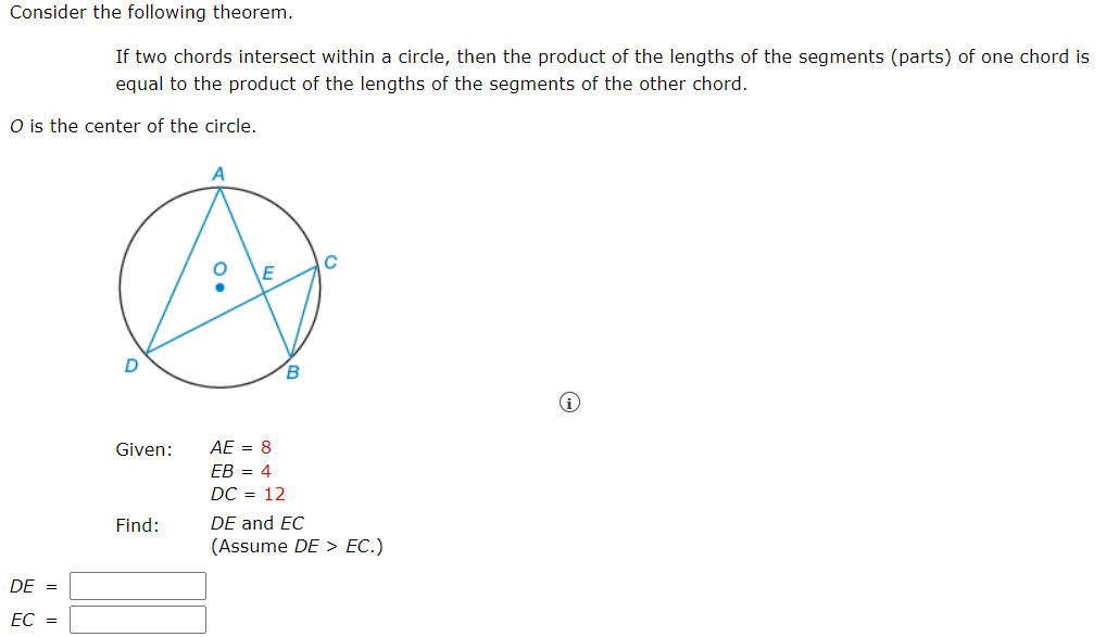 Consider the following theorem.If two chords | Chegg.com