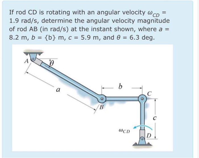 Solved If rod CD is rotating with an angular velocity wcD | Chegg.com