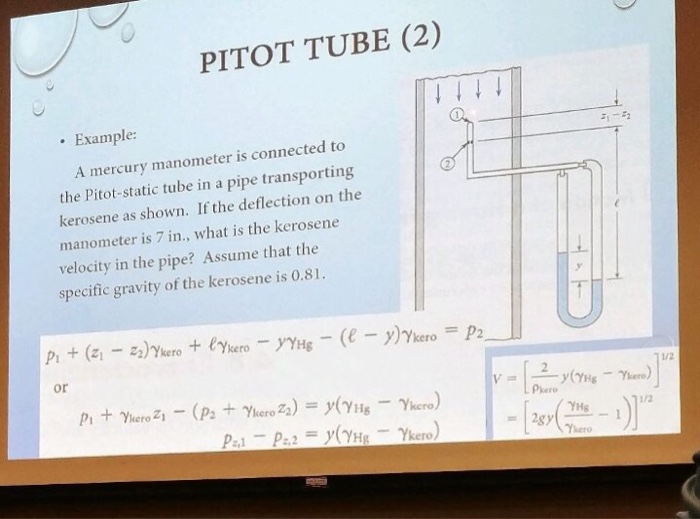 Solved PITOT TUBE (2) Example: A mercury manometer is | Chegg.com Solved PITOT TUBE (2) Example: A mercury manometer is | Chegg.com