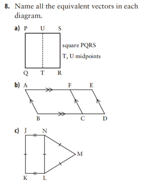 Solved 8. Name all the equivalent vectors in each diagram. | Chegg.com