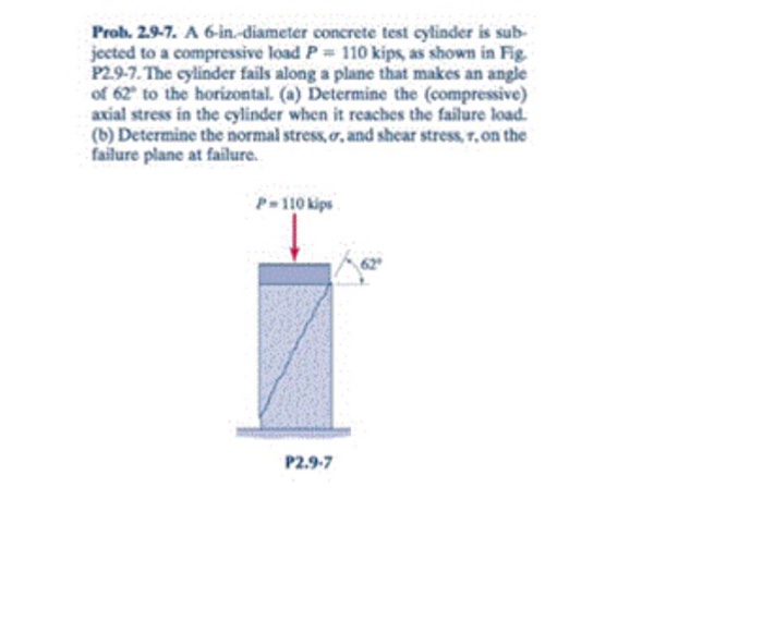 Solved Prob. 2.97. A 6in. diameter concrete test cylinder is | Chegg.com