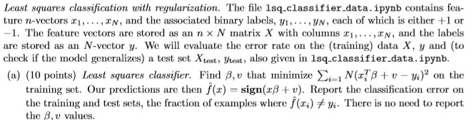 Least squares classification with regularization. The | Chegg.com