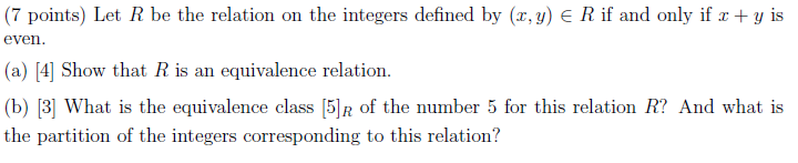 Solved ( 7 points) Let R be the relation on the integers | Chegg.com