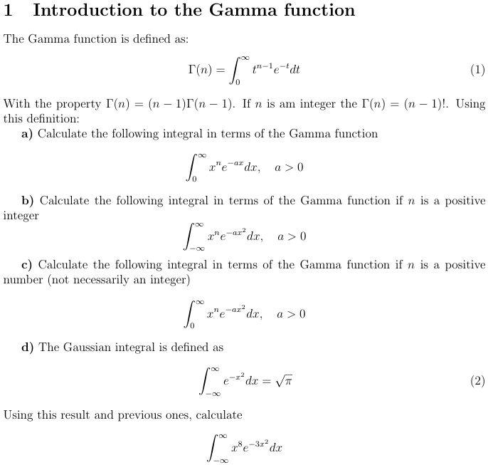 Solved 1 Introduction to the Gamma function The Gamma | Chegg.com