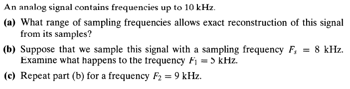 Solved An analog signal contains frequencies up to 10kHz. | Chegg.com