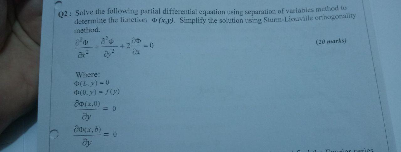 Solved 02: Solve the following partial differential equation | Chegg.com