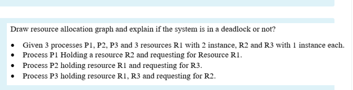 Solved Draw resource allocation graph and explain if the | Chegg.com