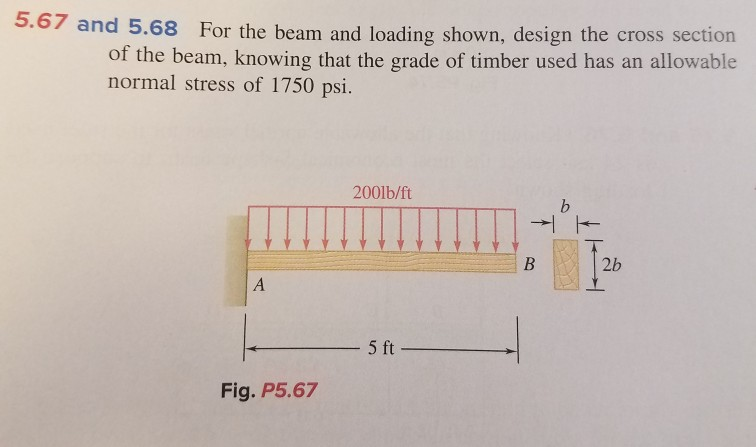 Solved 5.67 and 5.68 For the beam and loading shown, design | Chegg.com