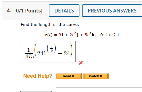Solved Find the length of the curve. r(t)=3i+2t2j+5t3k,0≤t≤1 | Chegg.com
