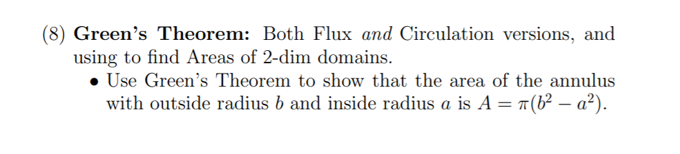 Solved (8) Green's Theorem: Both Flux and Circulation | Chegg.com
