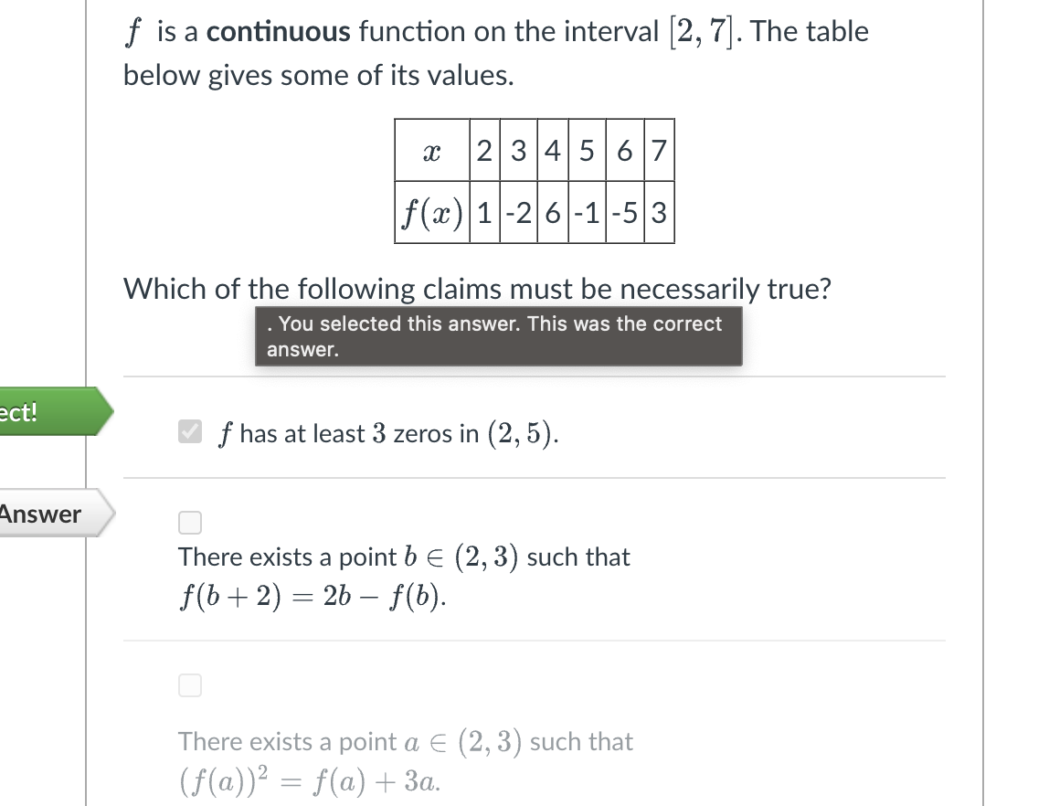 Solved f is a continuous function on the interval [2,7]. The | Chegg.com
