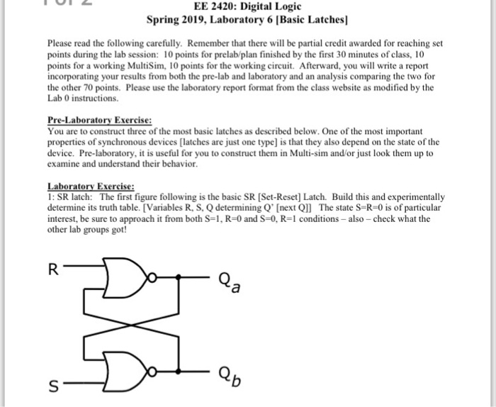 Solved EE 2420: Digital Logic Spring 2019, Laboratory 6 | Chegg.com