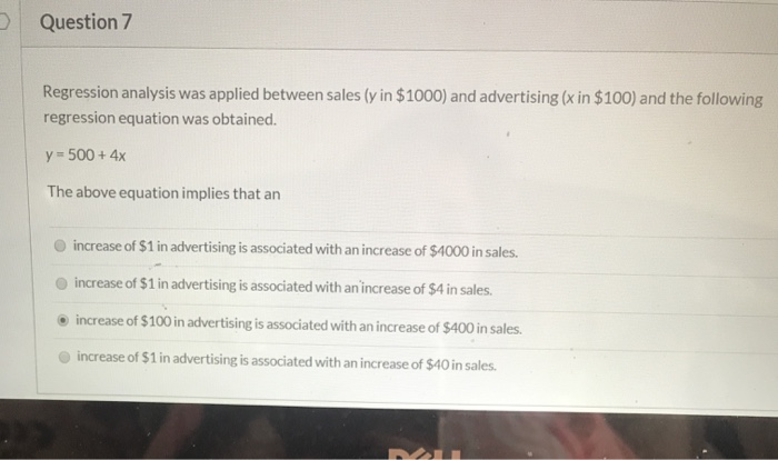 Solved Question 7 Regression analysis was applied between | Chegg.com