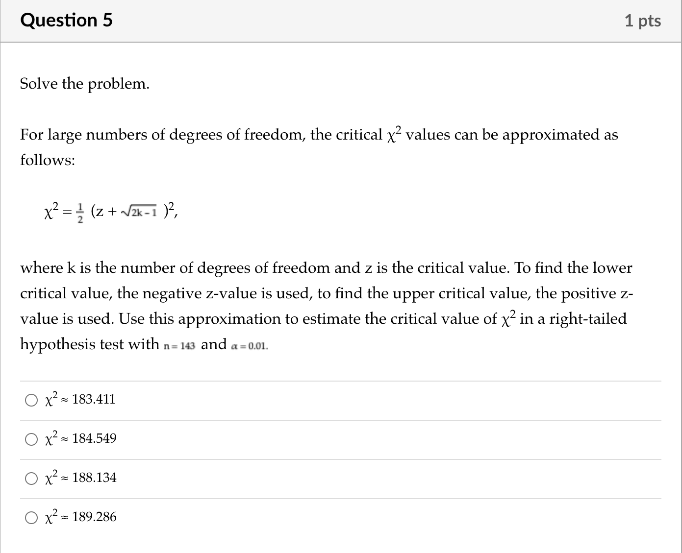 Solved Solve the problem. For large numbers of degrees of | Chegg.com