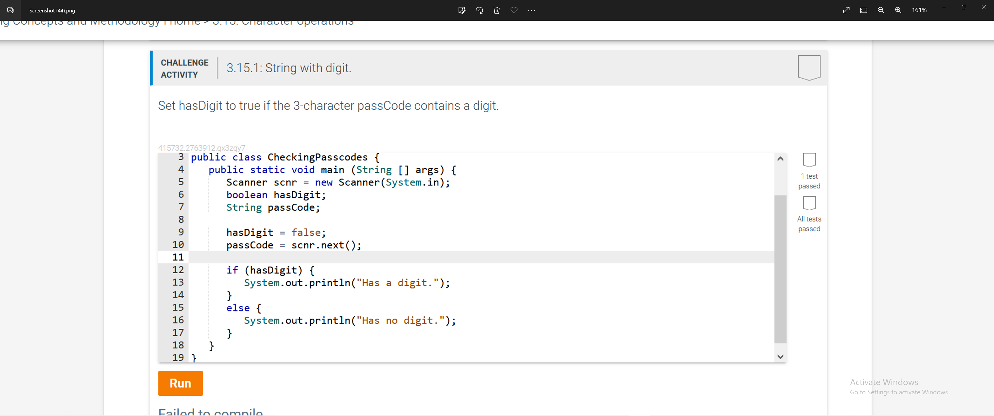 Solved \begin{tabular}{l|l} CHALLENGE & 3.15.1: String with | Chegg.com Solved \begin{tabular}{l|l} CHALLENGE & 3.15.1: String with | Chegg.com