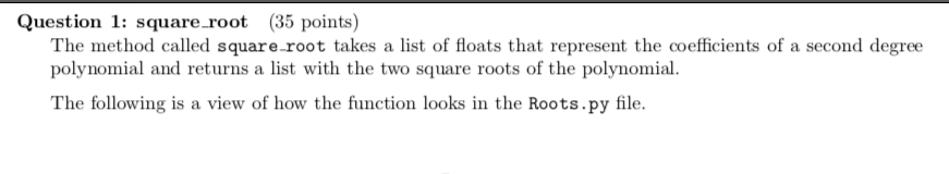 Question 1: square root (35 points) The method called | Chegg.com