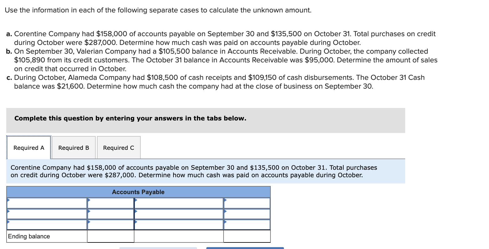 Solved Use the information in each of the following separate | Chegg.com