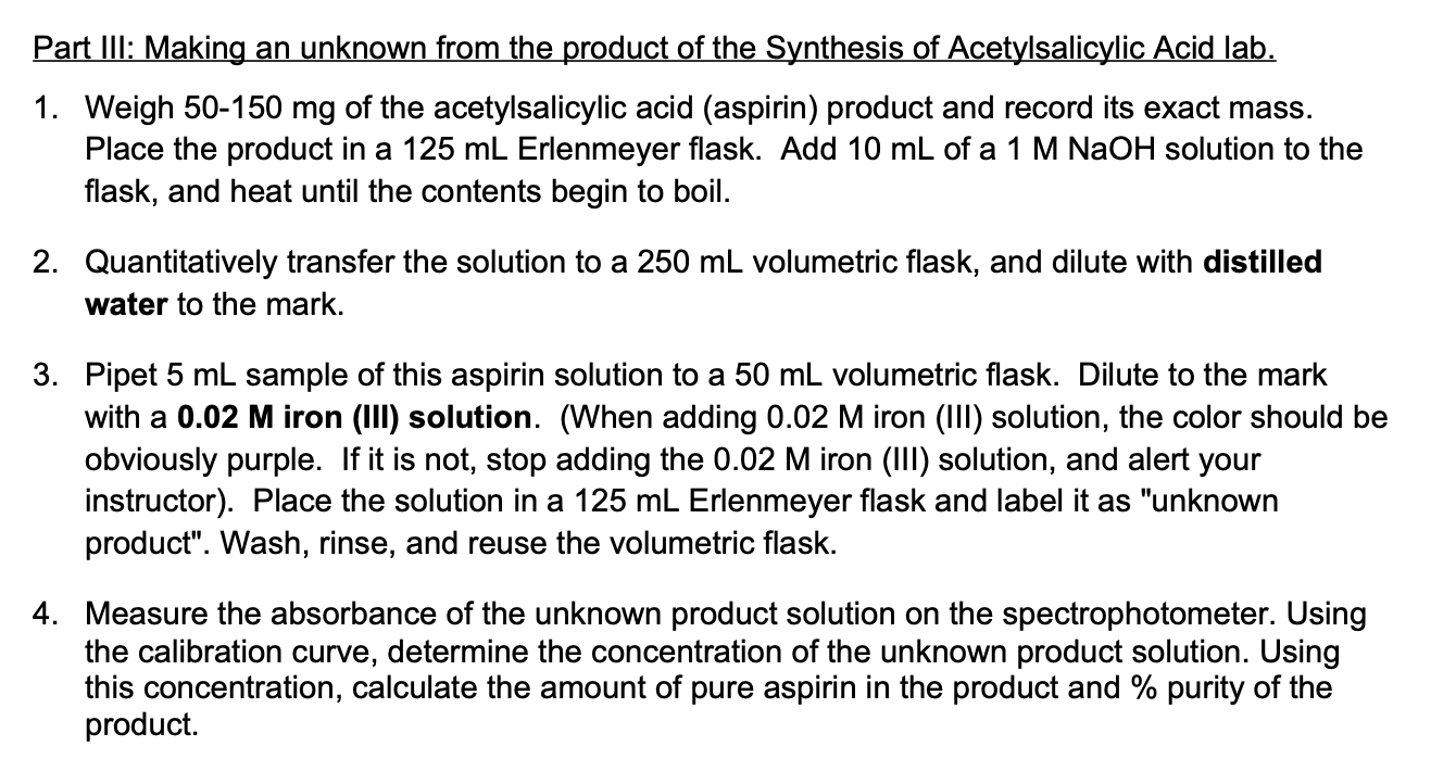 Solved In #6 you will calculate the amount of pure aspirin | Chegg.com