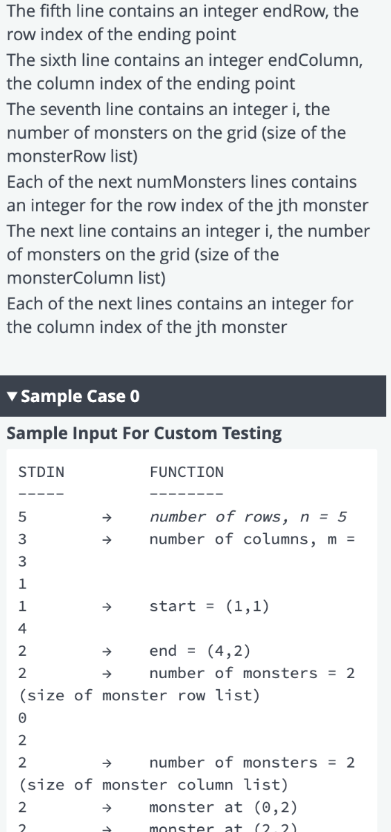 Solved The fifth line contains an integer endRow, the row | Chegg.com