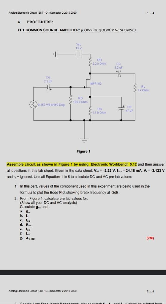 Solved Analog Electronic Circuit (EKT 104) Semester 2 2019 | Chegg.com