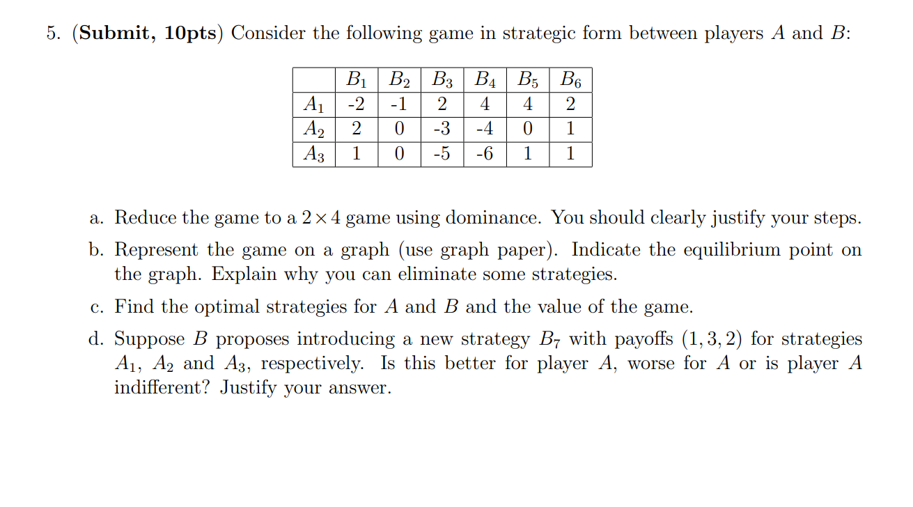 Solved (Submit, 10pts) Consider the following game in | Chegg.com