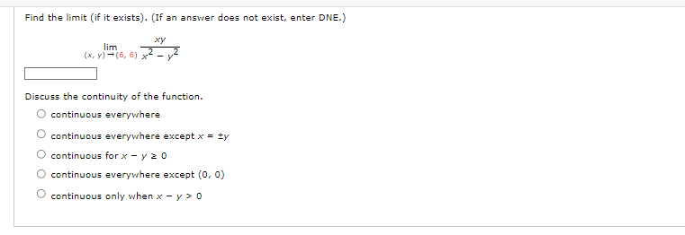 Solved Find the limit (if it exists). (If an answer does not | Chegg.com
