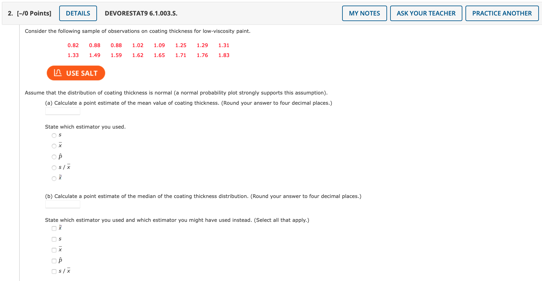 Solved -/0 Points] DEVORESTAT9 6.1.003.S. Consider the | Chegg.com