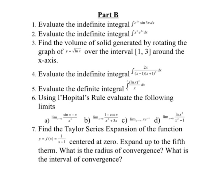 Solved Part B 1. Evaluate the indefinite integral Jesin 3x | Chegg.com