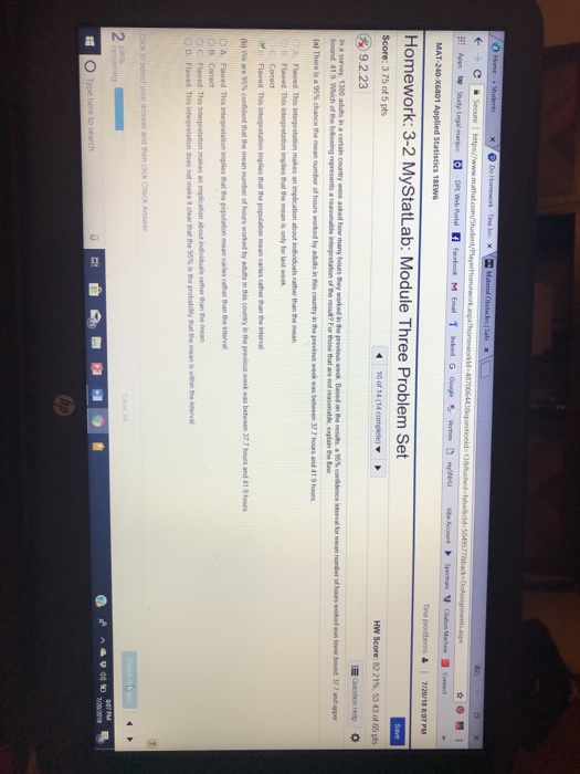 Solved Homework: 3-2 MyStatLab: Module Three Problem Set HW | Chegg.com