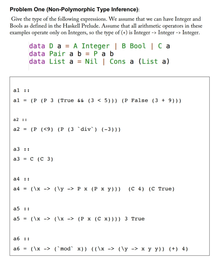 Solved Problem Two Polymorphic Type Inference Give The 7149