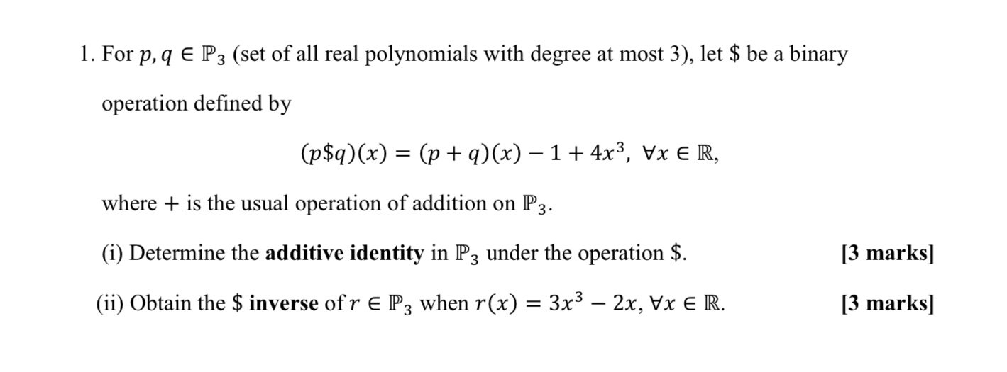 Solved For p,qinP3 (set of ﻿all real polynomials with degree | Chegg.com