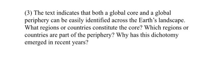 Solved The text indicates that both a global core and a | Chegg.com