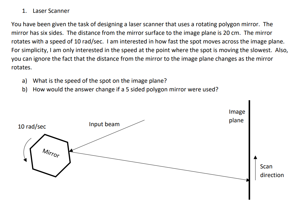 Solved 1. Laser Scanner You have been given the task of | Chegg.com