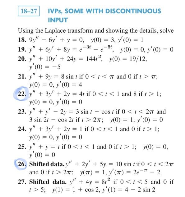 Solved IVPs, SOME WITH DISCONTINUOUS INPUT Using the Laplace | Chegg.com